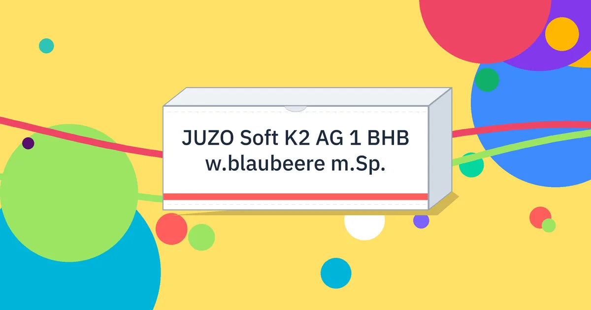 Symbolbild: Packung mit der Aufschrift JUZO Soft K2 AG 1 BHB w.blaubeere m.Sp. (PZN 14840844) – Verfügbarkeit und Bezug in Apotheken in Frankfurt am Main