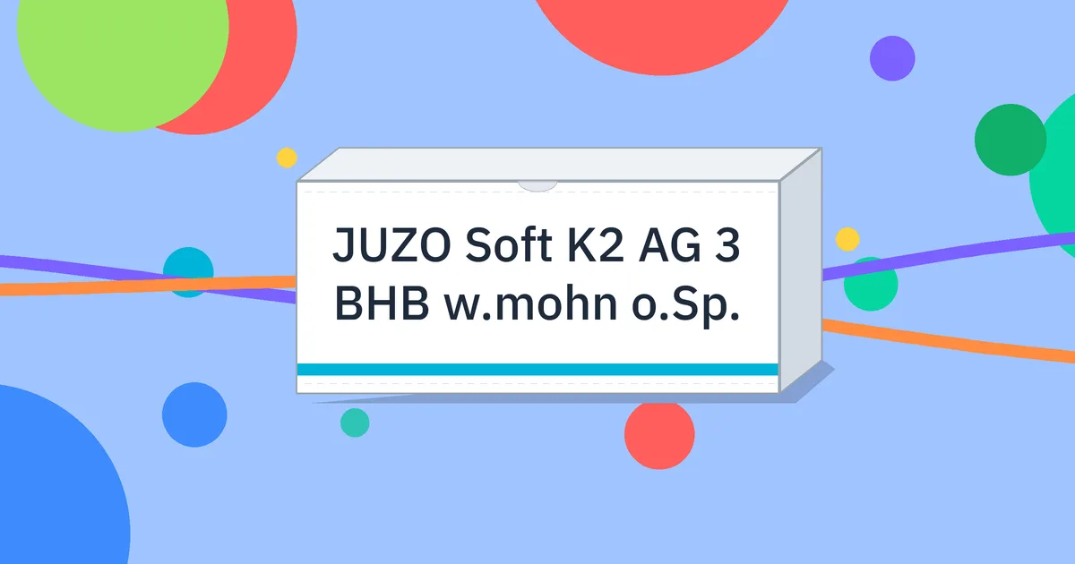 Symbolbild: Packung mit der Aufschrift JUZO Soft K2 AG 3 BHB w.mohn o.Sp. (PZN 14841648) – Verfügbarkeit und Bezug in Apotheken in Frankfurt am Main