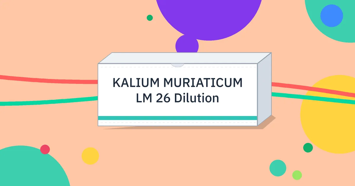 Symbolbild: Packung mit der Aufschrift KALIUM MURIATICUM LM 26 Dilution (PZN 12922986) – Verfügbarkeit und Bezug in Apotheken in Frankfurt am Main