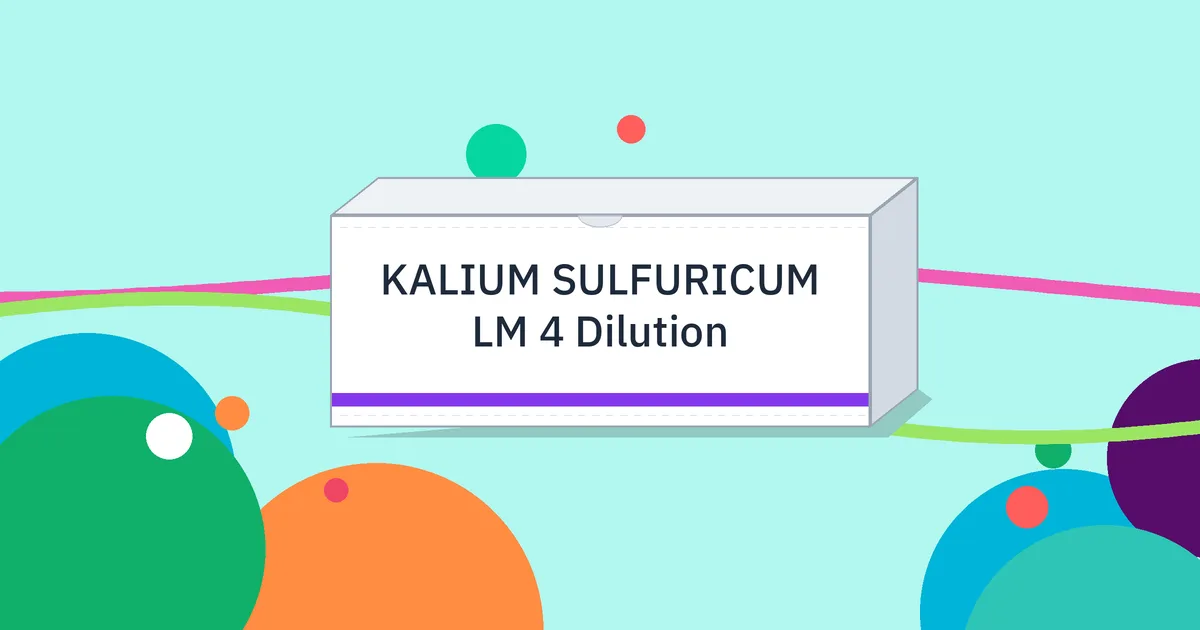 Symbolbild: Packung mit der Aufschrift KALIUM SULFURICUM LM 4 Dilution (PZN 12926234) – Verfügbarkeit und Bezug in Apotheken in Frankfurt am Main