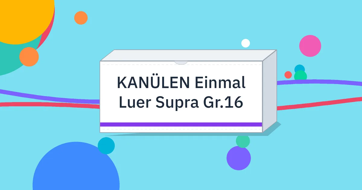 Symbolbild: Packung mit der Aufschrift KANÜLEN Einmal Luer Supra Gr.16 (PZN 03181717) – Verfügbarkeit und Bezug in Apotheken in Frankfurt am Main