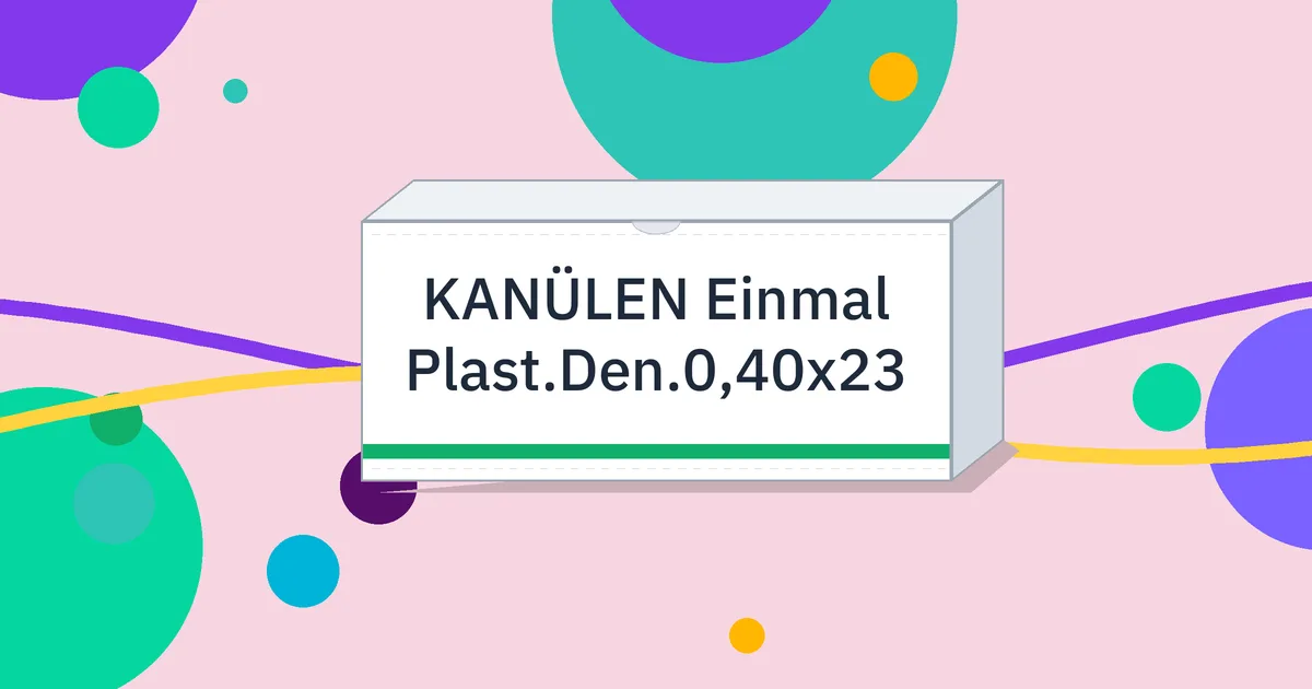 Symbolbild: Packung mit der Aufschrift KANÜLEN Einmal Plast.Den.0,40x23 (PZN 02440192) – Verfügbarkeit und Bezug in Apotheken in Frankfurt am Main