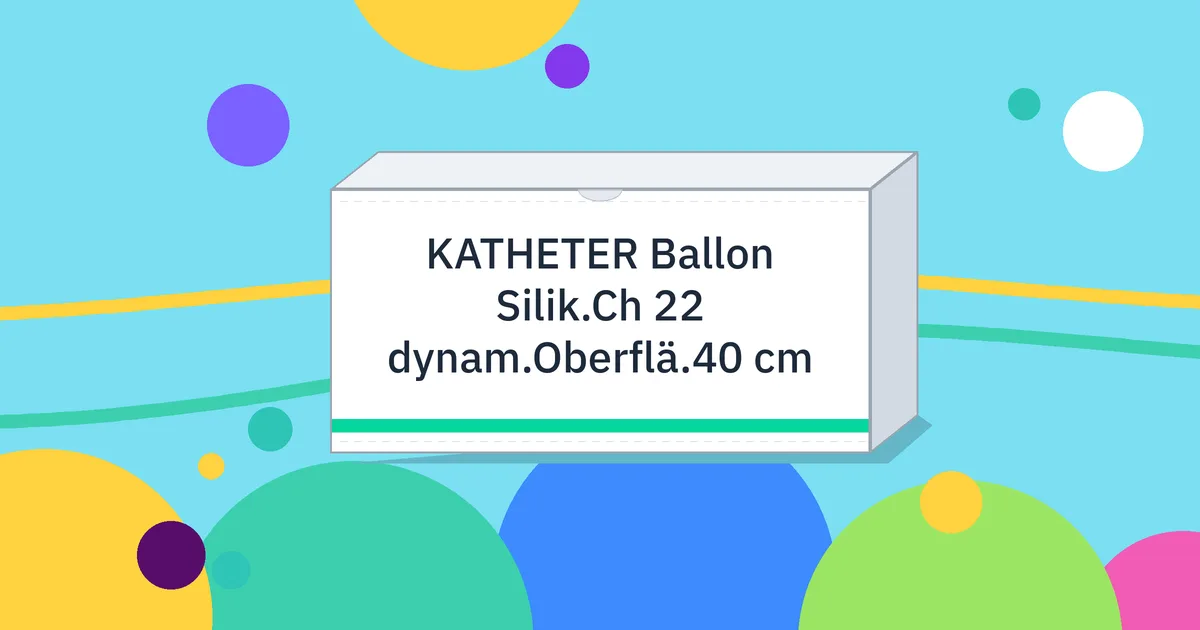 Symbolbild: Packung mit der Aufschrift KATHETER Ballon Silik.Ch 22 dynam.Oberflä.40 cm (PZN 00517140) – Verfügbarkeit und Bezug in Apotheken in Frankfurt am Main