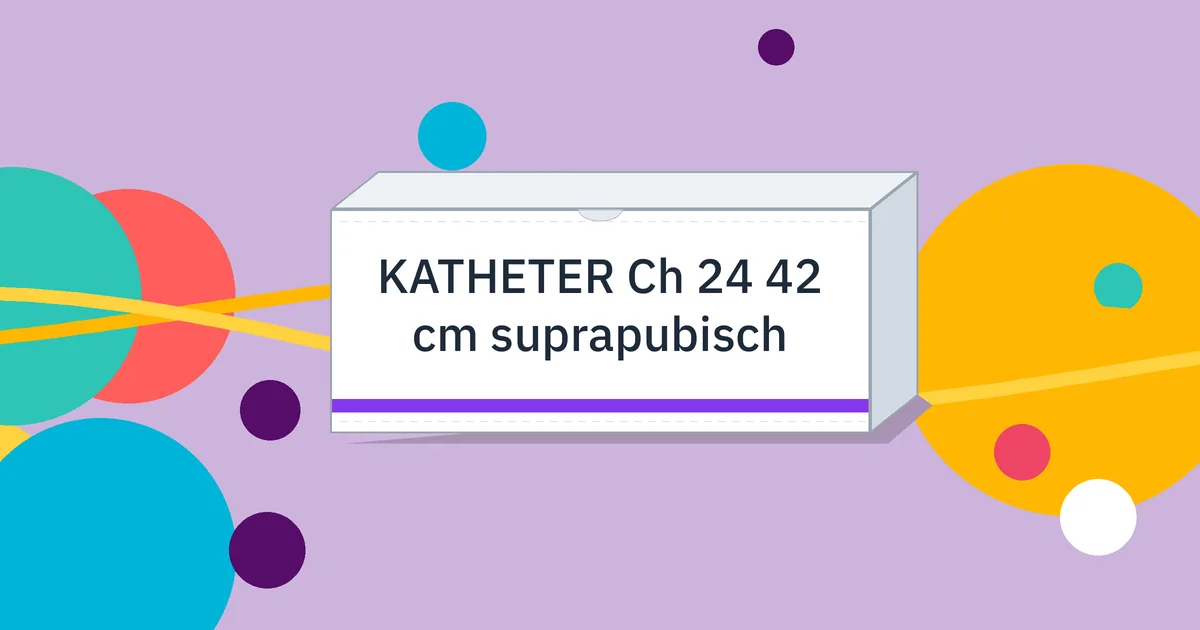Symbolbild: Packung mit der Aufschrift KATHETER Ch 24 42 cm suprapubisch (PZN 01464457) – Verfügbarkeit und Bezug in Apotheken in Frankfurt am Main