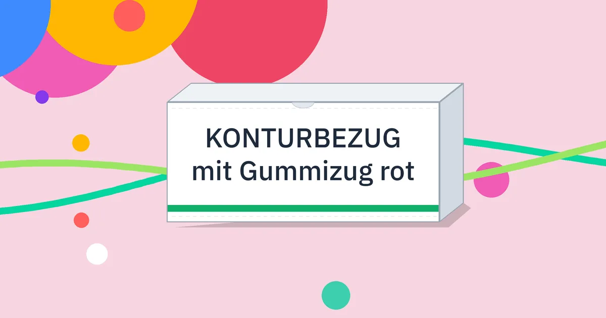 Symbolbild: Packung mit der Aufschrift KONTURBEZUG mit Gummizug rot (PZN 20024474) – Verfügbarkeit und Bezug in Apotheken in Frankfurt am Main