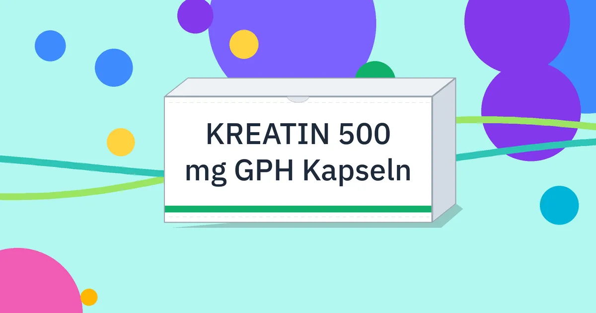 Symbolbild: Packung mit der Aufschrift KREATIN 500 mg GPH Kapseln (PZN 09324371) – Verfügbarkeit und Bezug in Apotheken in Frankfurt am Main