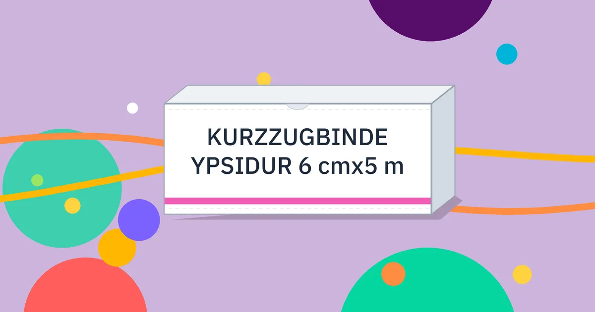 Symbolbild: Packung mit der Aufschrift KURZZUGBINDE YPSIDUR 6 cmx5 m (PZN 07607426) – Verfügbarkeit und Bezug in Apotheken in Frankfurt am Main