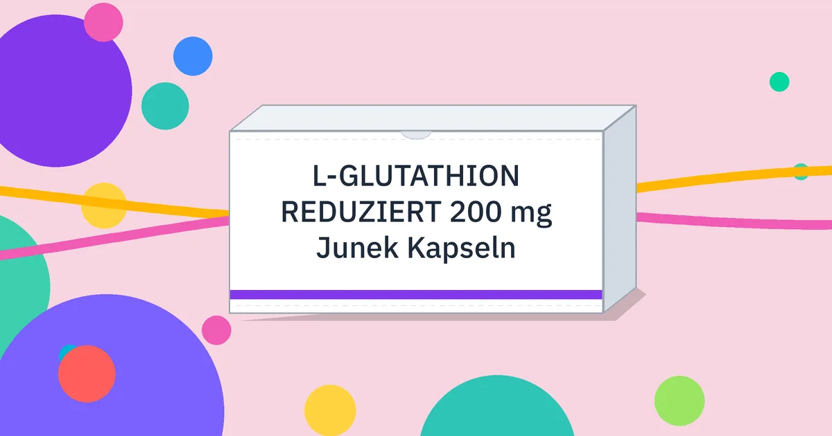 Symbolbild: Packung mit der Aufschrift L-GLUTATHION REDUZIERT 200 mg Junek Kapseln (PZN 09786120) – Verfügbarkeit und Bezug in Apotheken in Frankfurt am Main