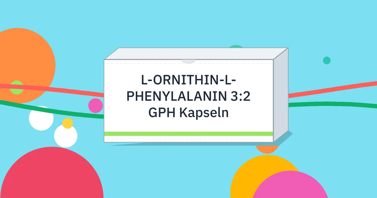 Symbolbild: Packung mit der Aufschrift L-ORNITHIN-L-PHENYLALANIN 3:2 GPH Kapseln (PZN 04131816) – Verfügbarkeit und Bezug in Apotheken in Frankfurt am Main