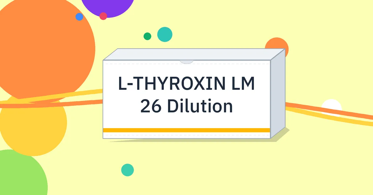 Symbolbild: Packung mit der Aufschrift L-THYROXIN LM 26 Dilution (PZN 12928664) – Verfügbarkeit und Bezug in Apotheken in Frankfurt am Main