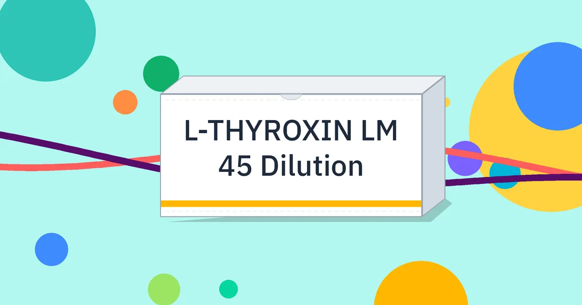 Symbolbild: Packung mit der Aufschrift L-THYROXIN LM 45 Dilution (PZN 12928724) – Verfügbarkeit und Bezug in Apotheken in Frankfurt am Main