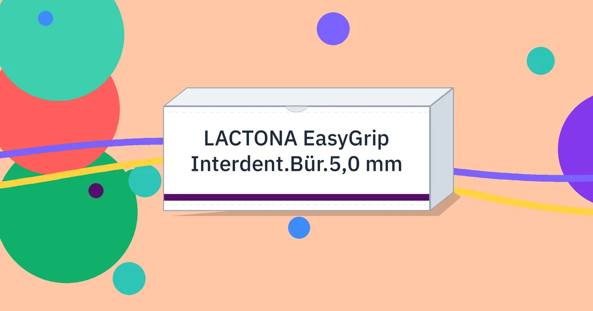 Symbolbild: Packung mit der Aufschrift LACTONA EasyGrip Interdent.Bür.5,0 mm (PZN 07771551) – Verfügbarkeit und Bezug in Apotheken in Frankfurt am Main