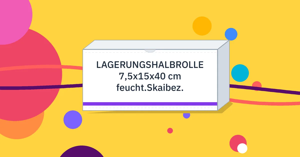 Symbolbild: Packung mit der Aufschrift LAGERUNGSHALBROLLE 7,5x15x40 cm feucht.Skaibez. (PZN 05957292) – Verfügbarkeit und Bezug in Apotheken in Frankfurt am Main