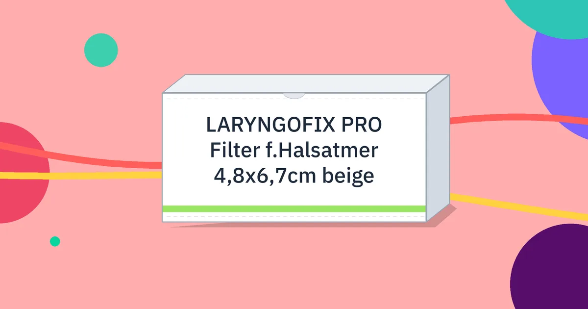 Symbolbild: Packung mit der Aufschrift LARYNGOFIX PRO Filter f.Halsatmer 4,8x6,7cm beige (PZN 11368619) – Verfügbarkeit und Bezug in Apotheken in Frankfurt am Main