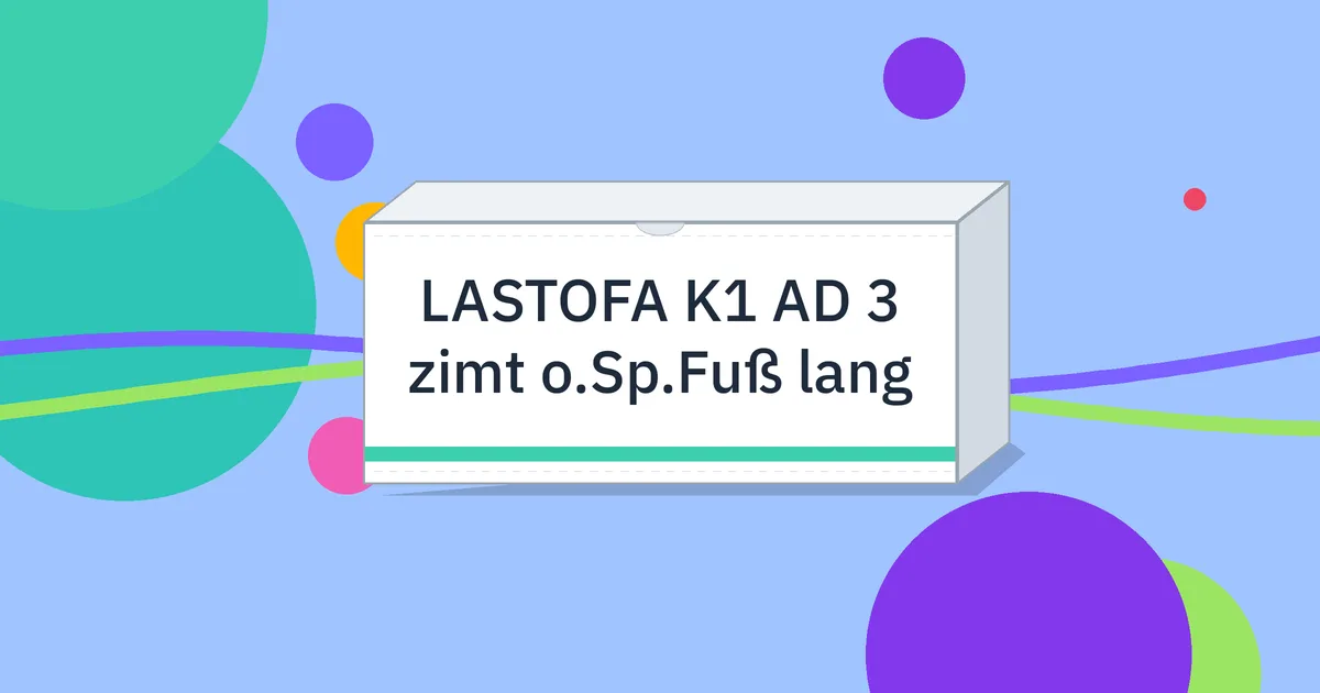 Symbolbild: Packung mit der Aufschrift LASTOFA K1 AD 3 zimt o.Sp.Fuß lang (PZN 14146500) – Verfügbarkeit und Bezug in Apotheken in Frankfurt am Main