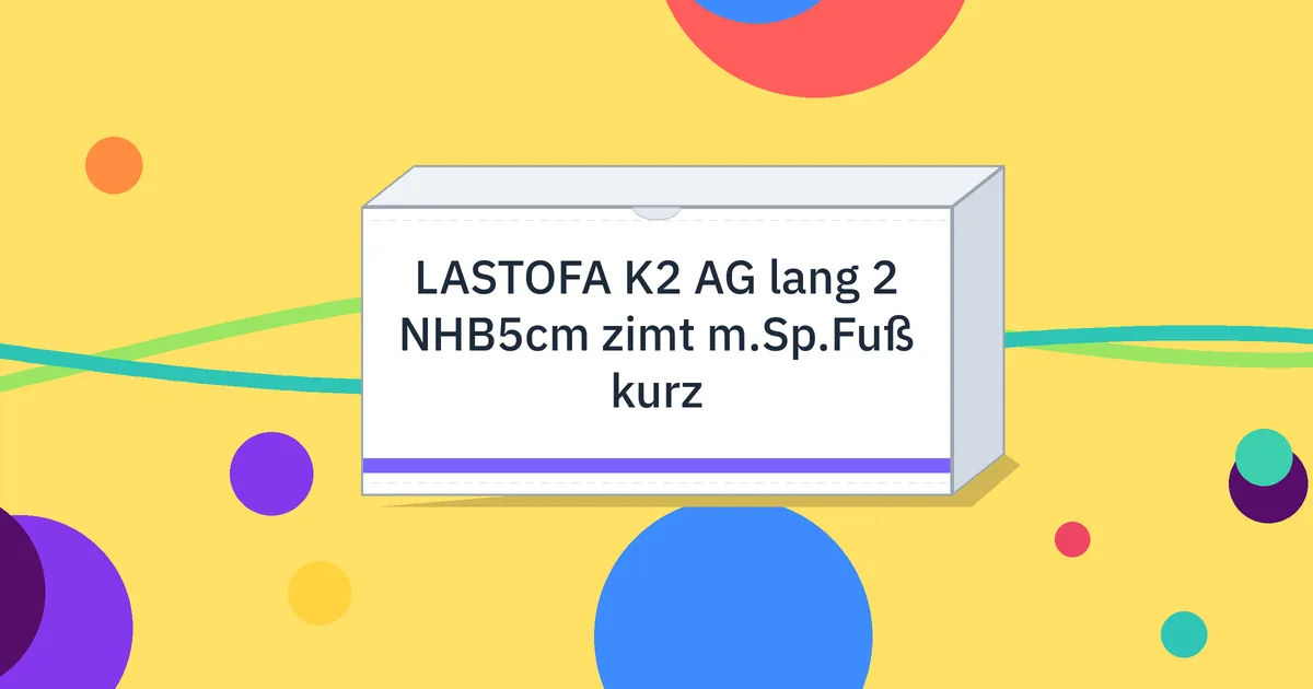 Symbolbild: Packung mit der Aufschrift LASTOFA K2 AG lang 2 NHB5cm zimt m.Sp.Fuß kurz (PZN 13802876) – Verfügbarkeit und Bezug in Apotheken in Frankfurt am Main