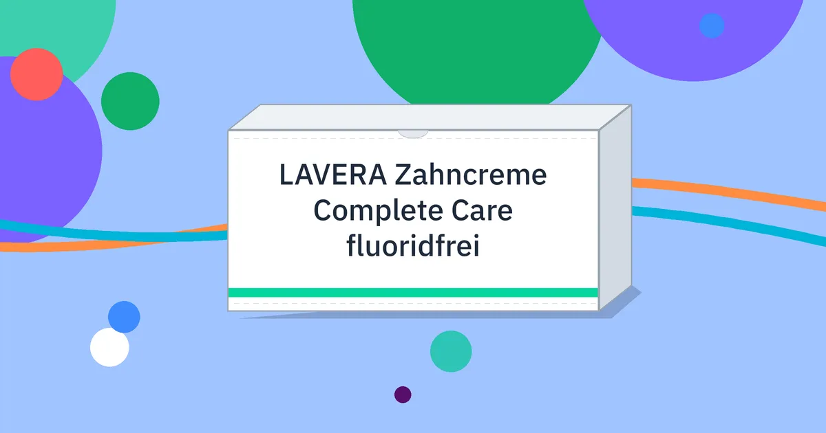 Symbolbild: Packung mit der Aufschrift LAVERA Zahncreme Complete Care fluoridfrei (PZN 17928605) – Verfügbarkeit und Bezug in Apotheken in Frankfurt am Main