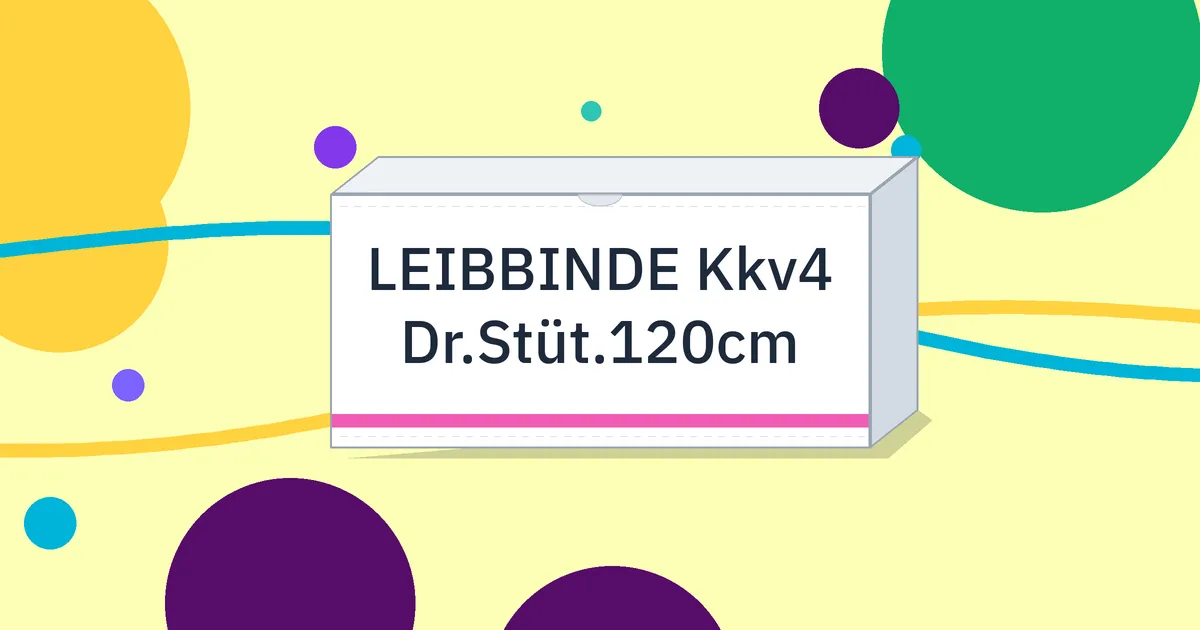 Symbolbild: Packung mit der Aufschrift LEIBBINDE Kkv4 Dr.Stüt.120cm (PZN 01732113) – Verfügbarkeit und Bezug in Apotheken in Frankfurt am Main