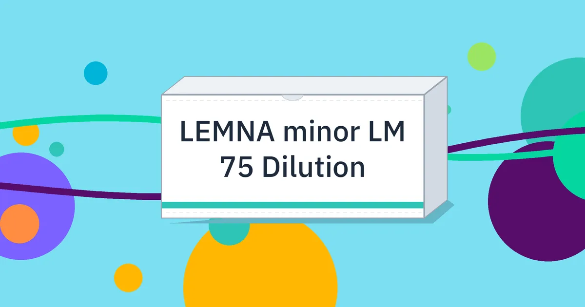 Symbolbild: Packung mit der Aufschrift LEMNA minor LM 75 Dilution (PZN 13525230) – Verfügbarkeit und Bezug in Apotheken in Frankfurt am Main