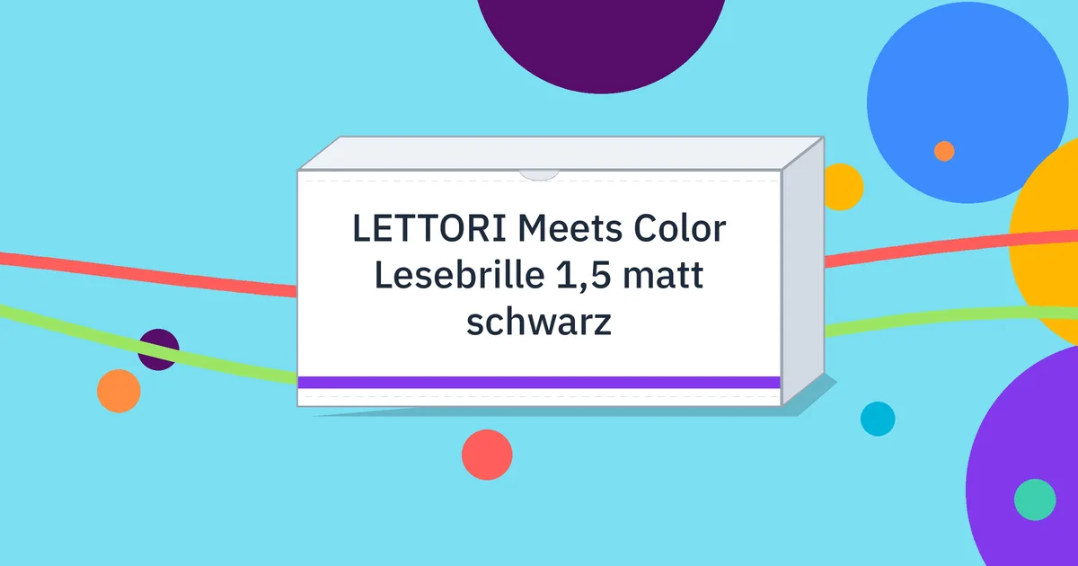Symbolbild: Packung mit der Aufschrift LETTORI Meets Color Lesebrille 1,5 matt schwarz (PZN 11057078) – Verfügbarkeit und Bezug in Apotheken in Frankfurt am Main