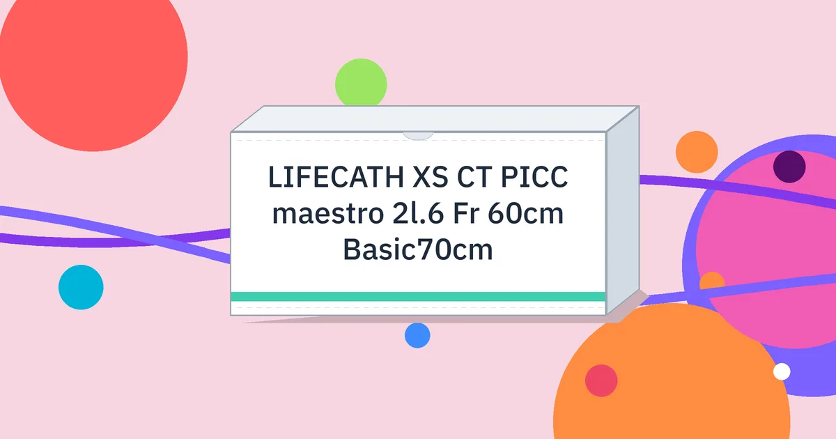Symbolbild: Packung mit der Aufschrift LIFECATH XS CT PICC maestro 2l.6 Fr 60cm Basic70cm (PZN 19127938) – Verfügbarkeit und Bezug in Apotheken in Frankfurt am Main