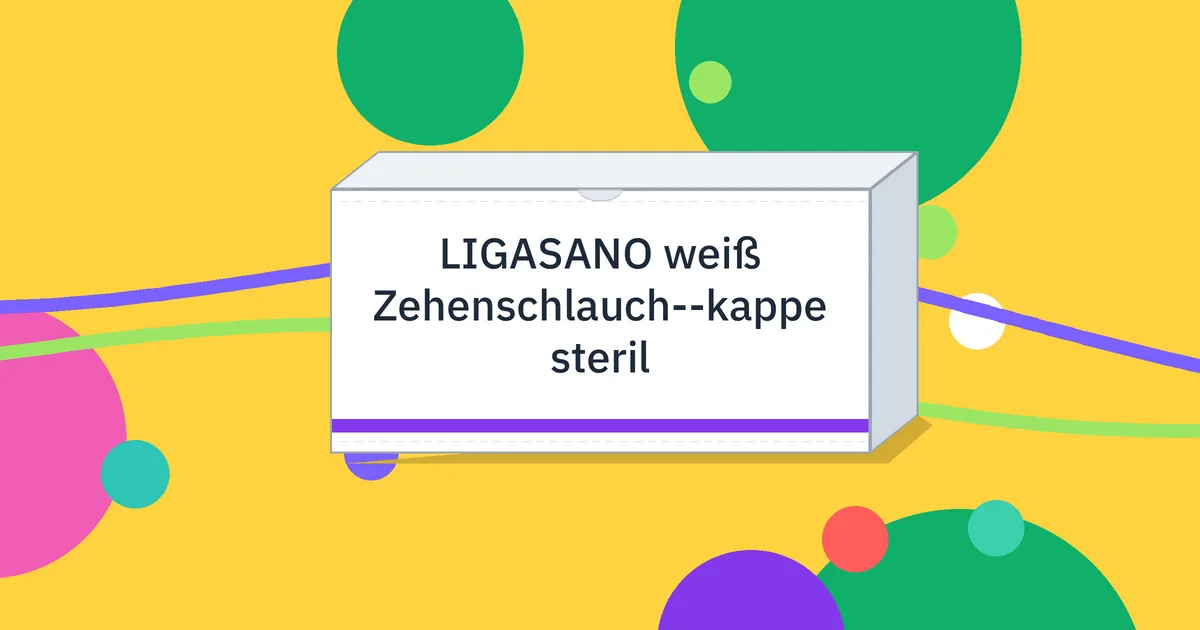 Symbolbild: Packung mit der Aufschrift LIGASANO weiß Zehenschlauch--kappe steril (PZN 17251692) – Verfügbarkeit und Bezug in Apotheken in Frankfurt am Main