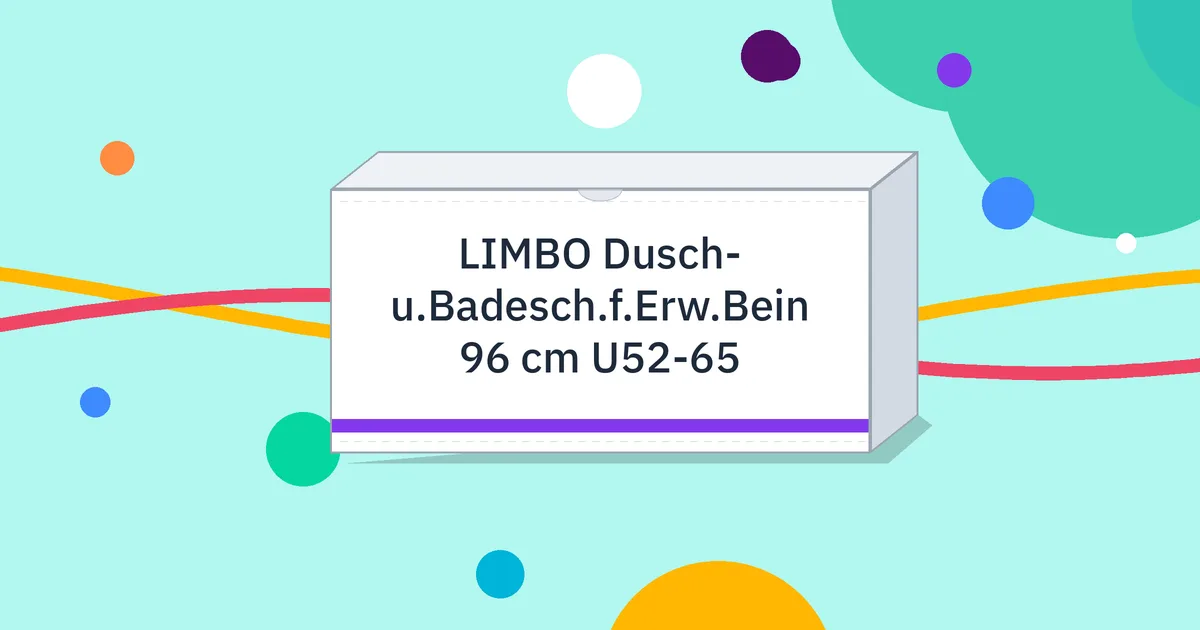 Symbolbild: Packung mit der Aufschrift LIMBO Dusch-u.Badesch.f.Erw.Bein 96 cm U52-65 (PZN 13234018) – Verfügbarkeit und Bezug in Apotheken in Frankfurt am Main