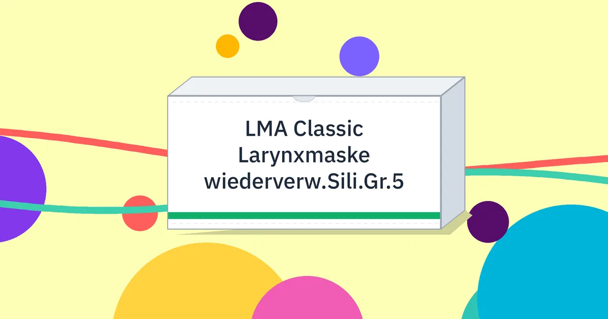 Symbolbild: Packung mit der Aufschrift LMA Classic Larynxmaske wiederverw.Sili.Gr.5 (PZN 10833787) – Verfügbarkeit und Bezug in Apotheken in Frankfurt am Main