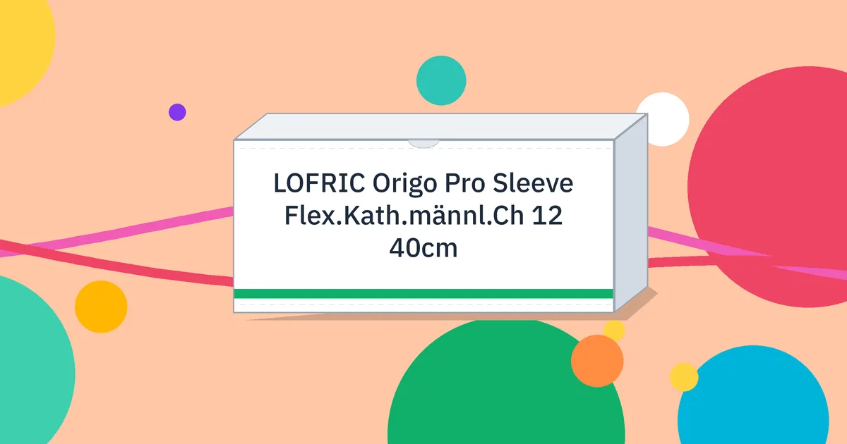 Symbolbild: Packung mit der Aufschrift LOFRIC Origo Pro Sleeve Flex.Kath.männl.Ch 12 40cm (PZN 20857889) – Verfügbarkeit und Bezug in Apotheken in Frankfurt am Main