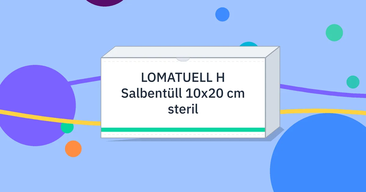 Symbolbild: Packung mit der Aufschrift LOMATUELL H Salbentüll 10x20 cm steril (PZN 15824095) – Verfügbarkeit und Bezug in Apotheken in Frankfurt am Main