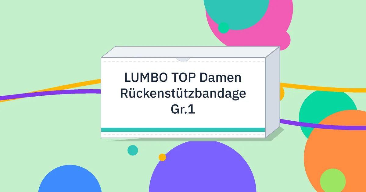 Symbolbild: Packung mit der Aufschrift LUMBO TOP Damen Rückenstützbandage Gr.1 (PZN 05045361) – Verfügbarkeit und Bezug in Apotheken in Frankfurt am Main