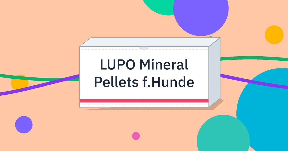 Symbolbild: Packung mit der Aufschrift LUPO Mineral Pellets f.Hunde (PZN 19252299) – Verfügbarkeit und Bezug in Apotheken in Frankfurt am Main