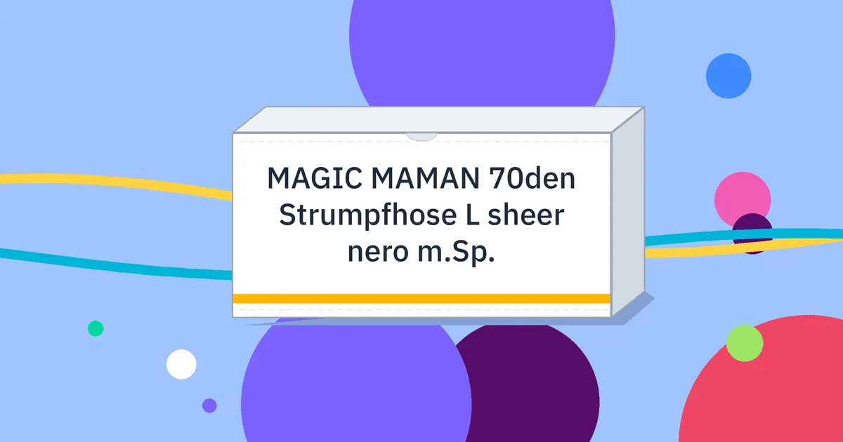 Symbolbild: Packung mit der Aufschrift MAGIC MAMAN 70den Strumpfhose L sheer nero m.Sp. (PZN 16190497) – Verfügbarkeit und Bezug in Apotheken in Frankfurt am Main