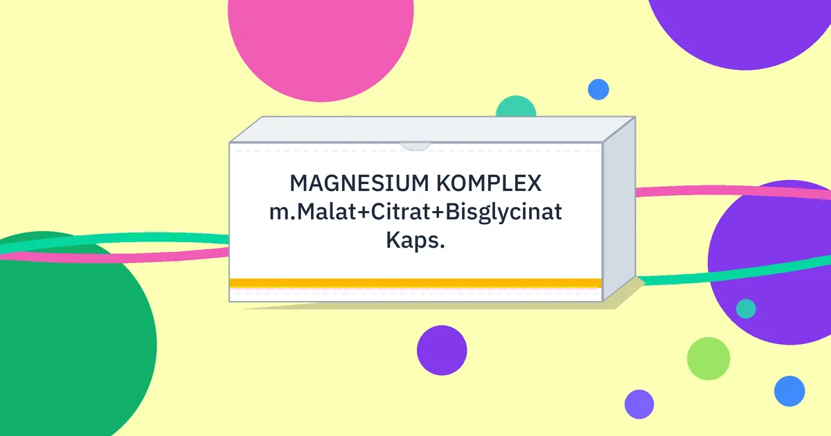 Symbolbild: Packung mit der Aufschrift MAGNESIUM KOMPLEX m.Malat+Citrat+Bisglycinat Kaps. (PZN 15231751) – Verfügbarkeit und Bezug in Apotheken in Frankfurt am Main
