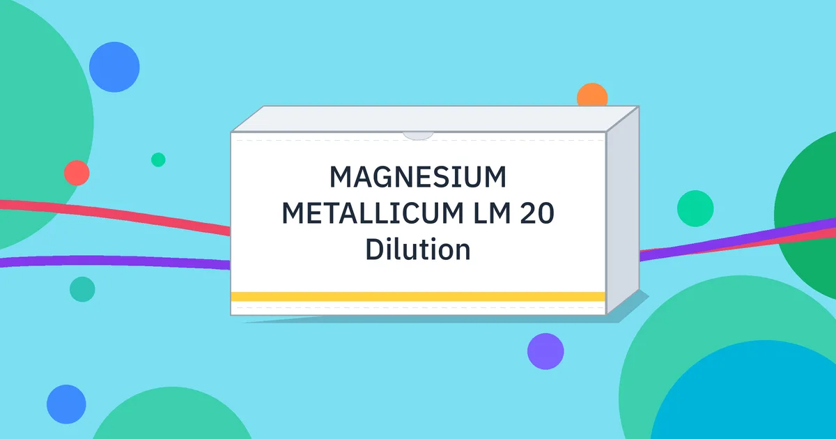 Symbolbild: Packung mit der Aufschrift MAGNESIUM METALLICUM LM 20 Dilution (PZN 12938496) – Verfügbarkeit und Bezug in Apotheken in Frankfurt am Main
