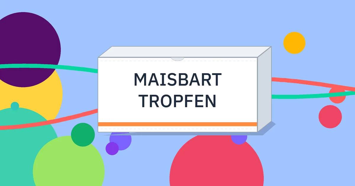 Symbolbild: Packung mit der Aufschrift MAISBART TROPFEN (PZN 14126911) – Verfügbarkeit und Bezug in Apotheken in Frankfurt am Main