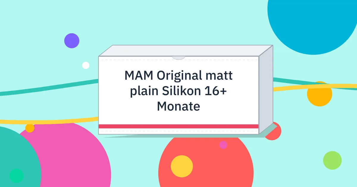 Symbolbild: Packung mit der Aufschrift MAM Original matt plain Silikon 16+ Monate (PZN 18889304) – Verfügbarkeit und Bezug in Apotheken in Frankfurt am Main