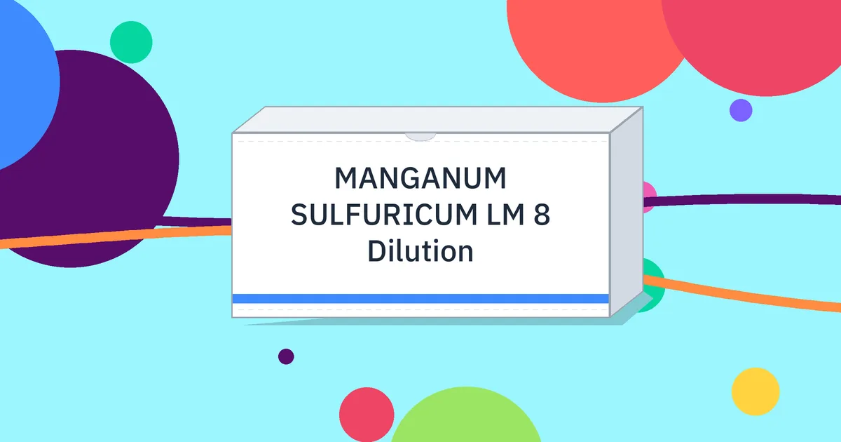 Symbolbild: Packung mit der Aufschrift MANGANUM SULFURICUM LM 8 Dilution (PZN 12945958) – Verfügbarkeit und Bezug in Apotheken in Frankfurt am Main