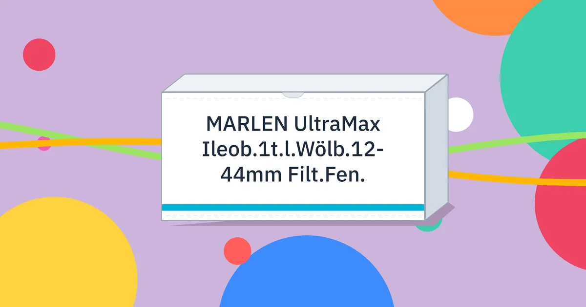 Symbolbild: Packung mit der Aufschrift MARLEN UltraMax Ileob.1t.l.Wölb.12-44mm Filt.Fen. (PZN 10741157) – Verfügbarkeit und Bezug in Apotheken in Frankfurt am Main