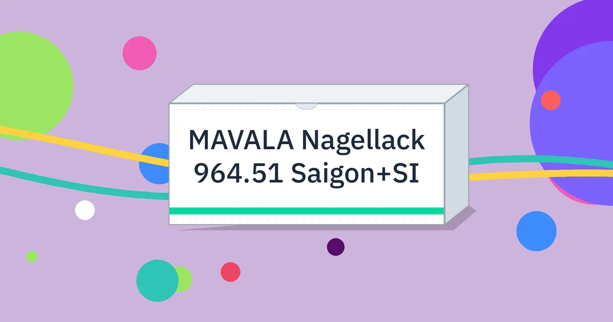 Symbolbild: Packung mit der Aufschrift MAVALA Nagellack 964.51 Saigon+SI (PZN 18850012) – Verfügbarkeit und Bezug in Apotheken in Frankfurt am Main