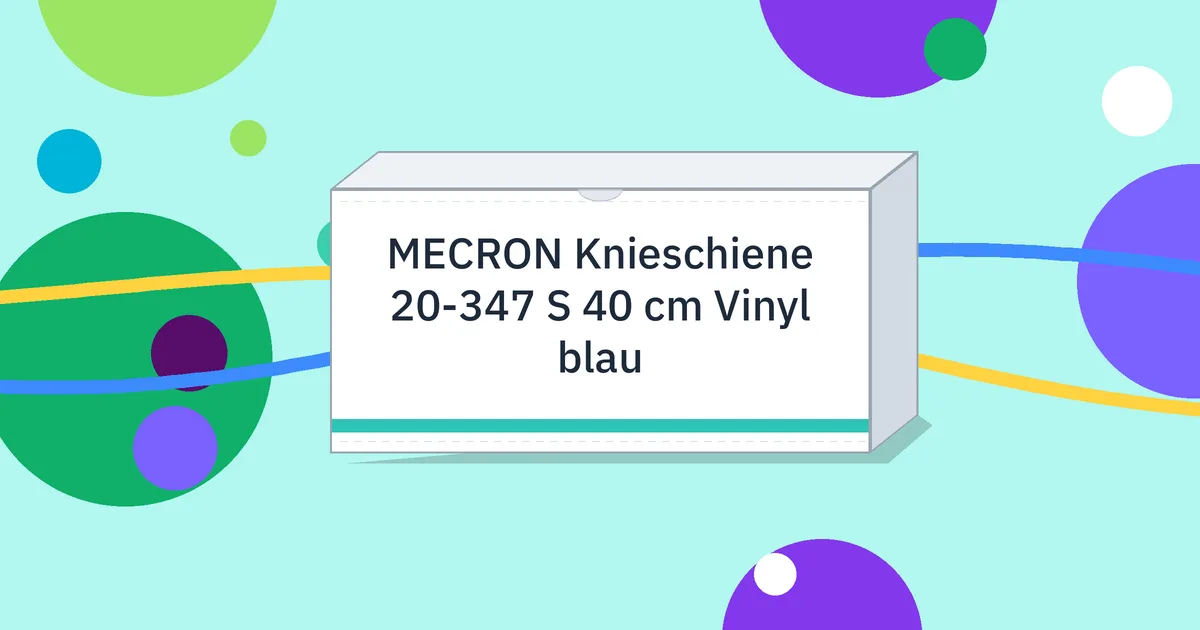 Symbolbild: Packung mit der Aufschrift MECRON Knieschiene 20-347 S 40 cm Vinyl blau (PZN 02909950) – Verfügbarkeit und Bezug in Apotheken in Frankfurt am Main
