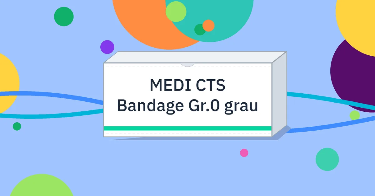 Symbolbild: Packung mit der Aufschrift MEDI CTS Bandage Gr.0 grau (PZN 15314201) – Verfügbarkeit und Bezug in Apotheken in Frankfurt am Main