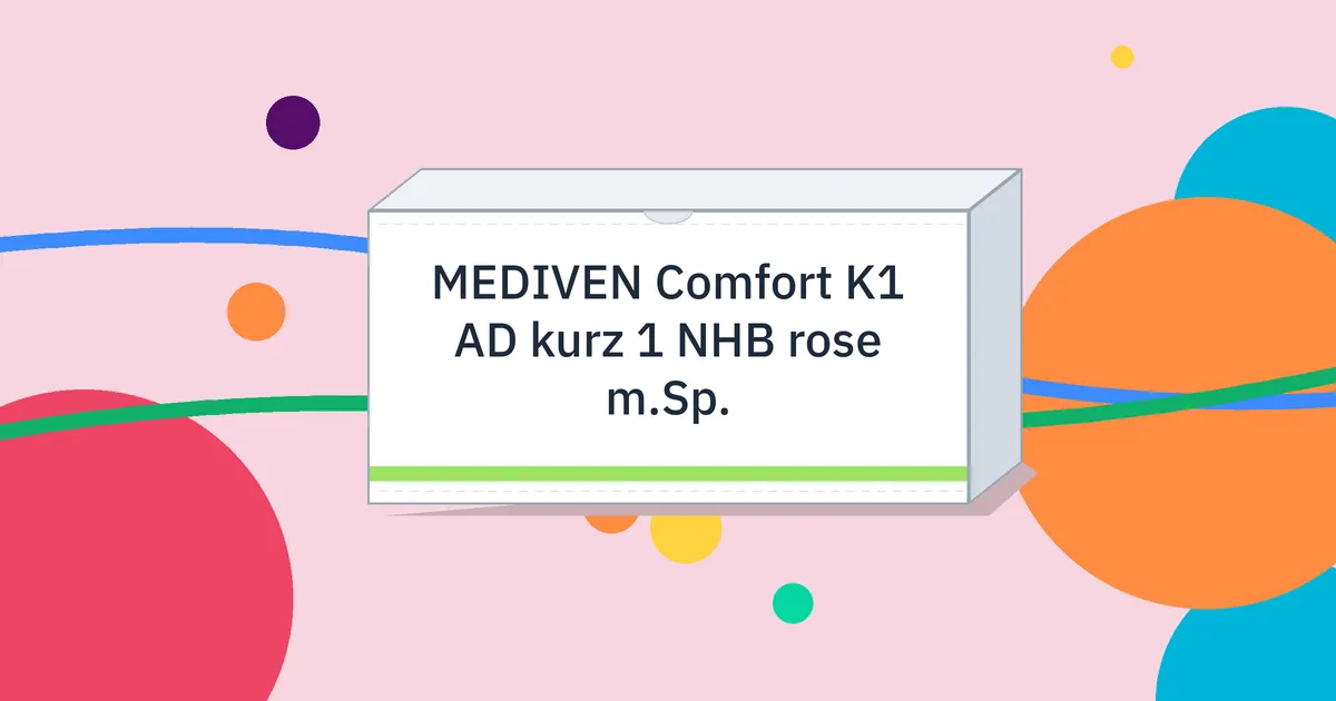 Symbolbild: Packung mit der Aufschrift MEDIVEN Comfort K1 AD kurz 1 NHB rose m.Sp. (PZN 14556356) – Verfügbarkeit und Bezug in Apotheken in Frankfurt am Main