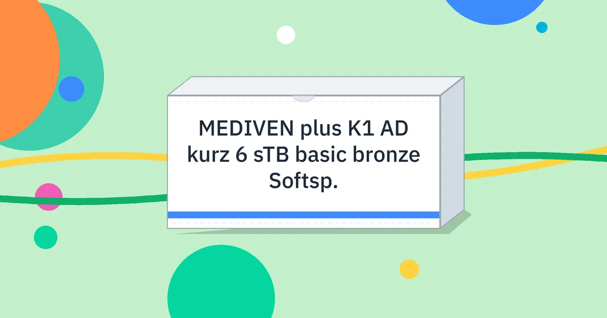 Symbolbild: Packung mit der Aufschrift MEDIVEN plus K1 AD kurz 6 sTB basic bronze Softsp. (PZN 15047415) – Verfügbarkeit und Bezug in Apotheken in Frankfurt am Main