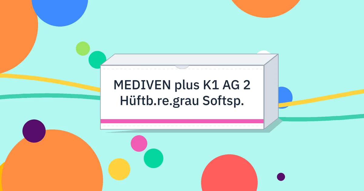 Symbolbild: Packung mit der Aufschrift MEDIVEN plus K1 AG 2 Hüftb.re.grau Softsp. (PZN 18939025) – Verfügbarkeit und Bezug in Apotheken in Frankfurt am Main