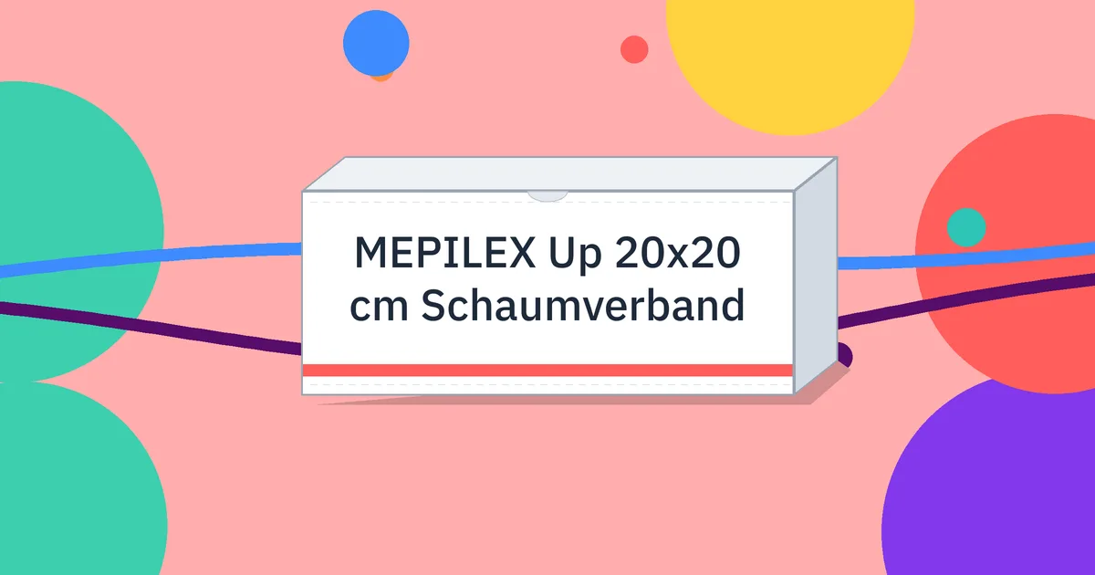 Symbolbild: Packung mit der Aufschrift MEPILEX Up 20x20 cm Schaumverband (PZN 20120255) – Verfügbarkeit und Bezug in Apotheken in Frankfurt am Main