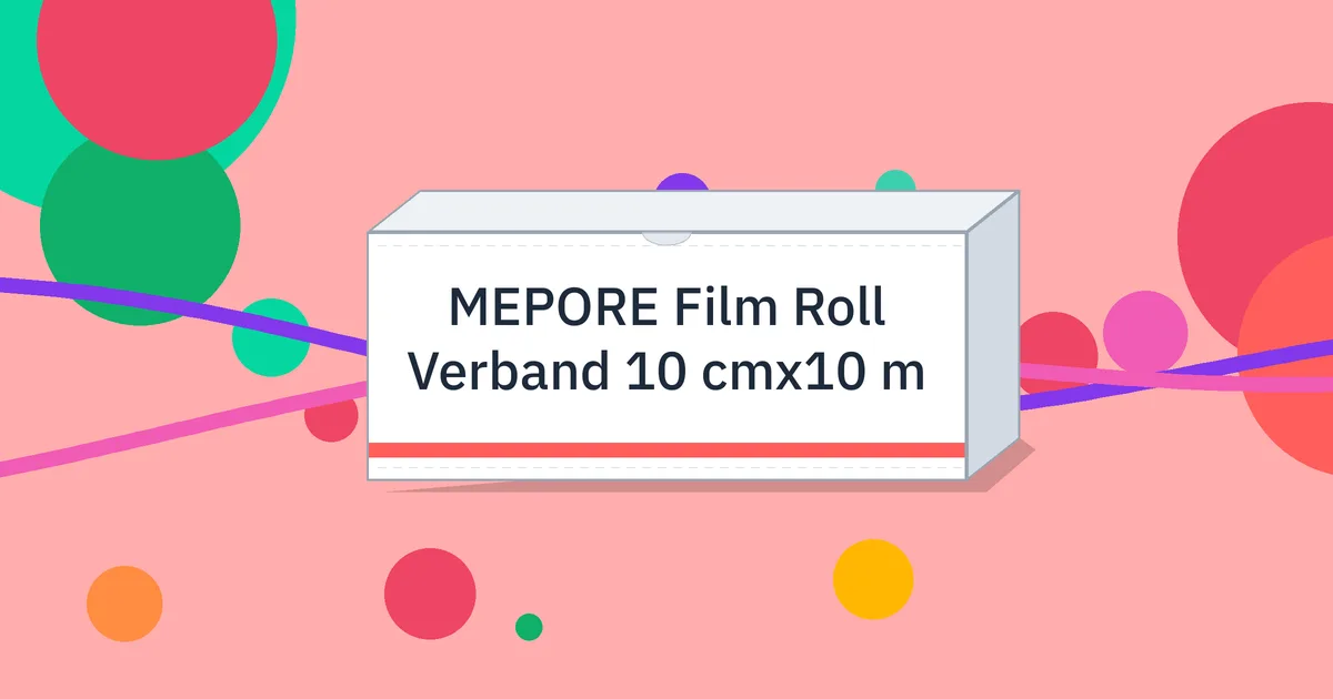 Symbolbild: Packung mit der Aufschrift MEPORE Film Roll Verband 10 cmx10 m (PZN 10264415) – Verfügbarkeit und Bezug in Apotheken in Frankfurt am Main