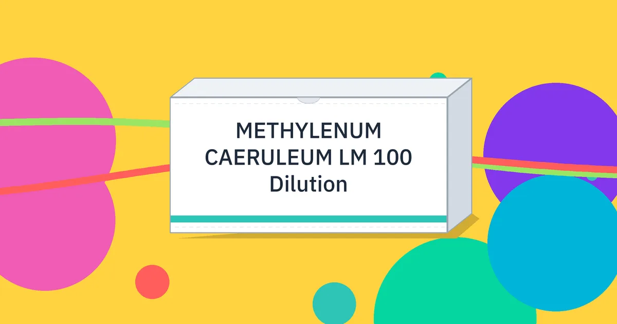 Symbolbild: Packung mit der Aufschrift METHYLENUM CAERULEUM LM 100 Dilution (PZN 13607318) – Verfügbarkeit und Bezug in Apotheken in Frankfurt am Main