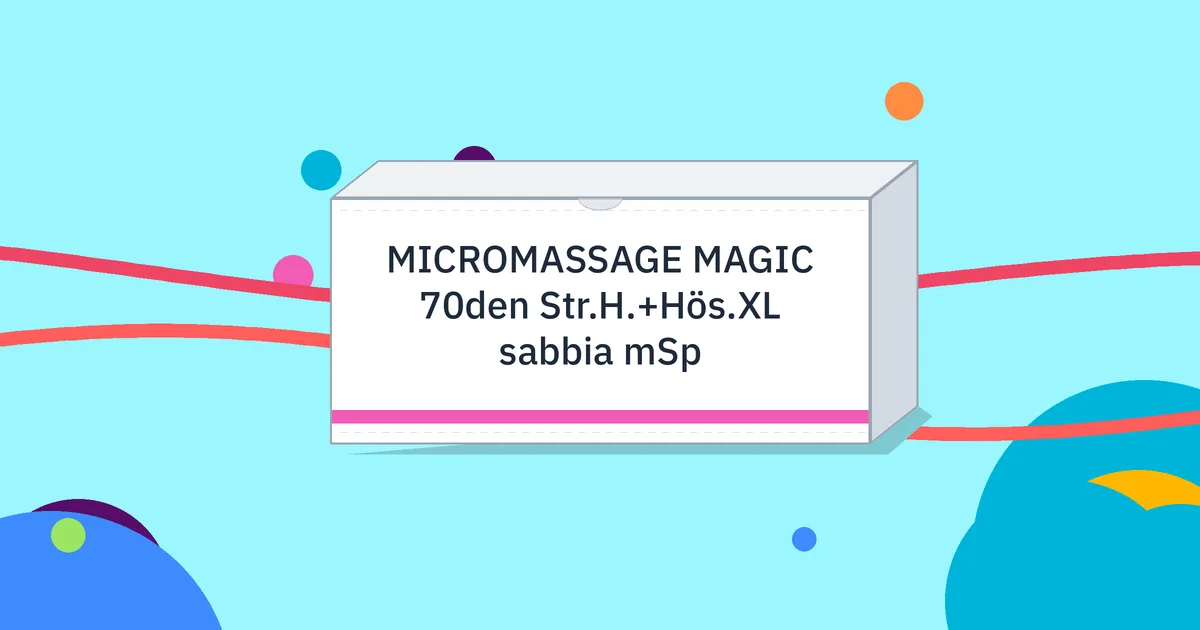 Symbolbild: Packung mit der Aufschrift MICROMASSAGE MAGIC 70den Str.H.+Hös.XL sabbia mSp (PZN 00555873) – Verfügbarkeit und Bezug in Apotheken in Frankfurt am Main