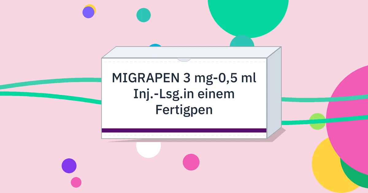 Symbolbild: Packung mit der Aufschrift MIGRAPEN 3 mg-0,5 ml Inj.-Lsg.in einem Fertigpen (PZN 16507468) – Verfügbarkeit und Bezug in Apotheken in Frankfurt am Main